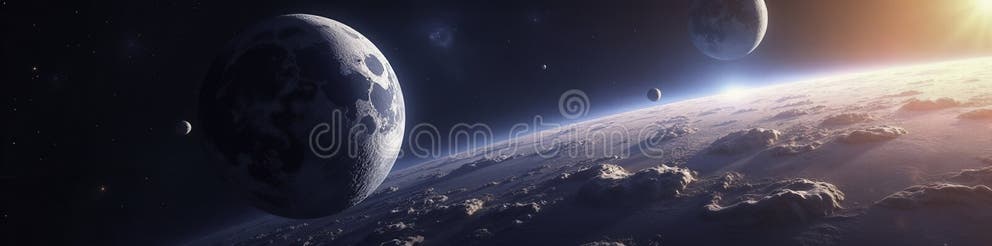 Spacecraft in Orbit Around the Earth and Moon, Planetary, Galactic ...