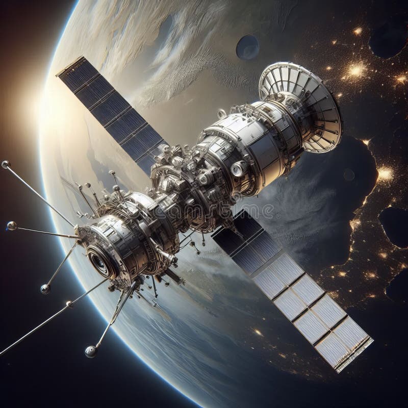 Spacecraft in Orbit a Detailed Image of a Spacecraft in Orbit Ar Stock ...
