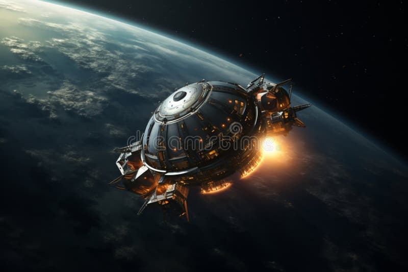 Spacecraft Orbit Around the Earth in Space, Ai Generated Stock ... Spacecraft Orbit Around the Earth in Space, Ai Generated Stock ...
