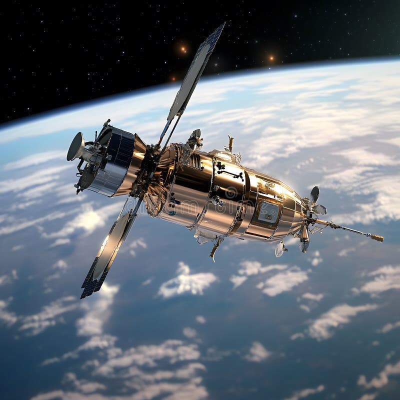 Spacecraft Orbiting Earth, Showcasing Advanced Technology and Design ...