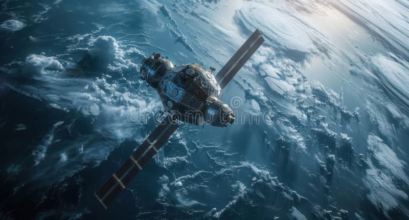 Spacecraft Orbiting a Planet on the Surface of the Earth Stock Image ...