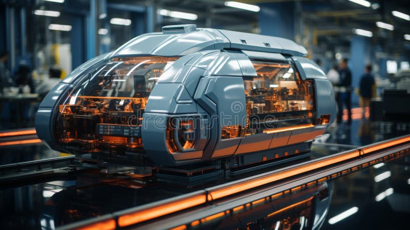 Spacecraft Production Facility Showcasing Rows of Advanced Spacecraft ...