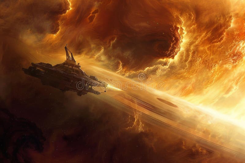 A Spacecraft Refueling from a Gas Giants Atmosphere Stock Illustration ...