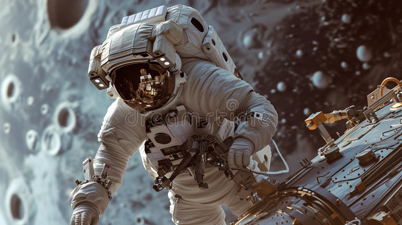 Spacecraft Repair Mission in Vastness of Space, Astronaut Fixes Damage ...