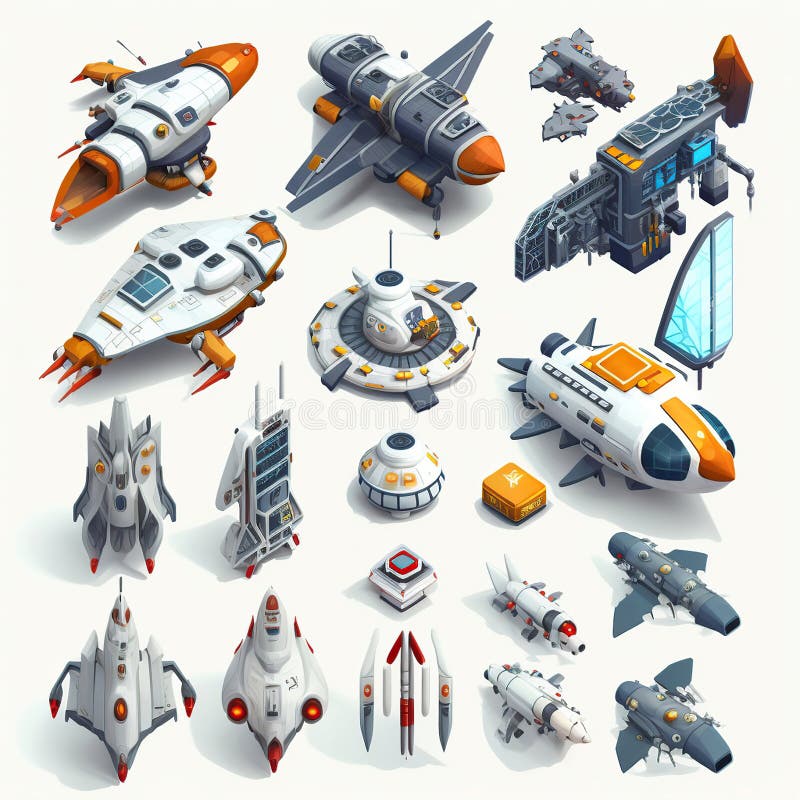 Spacecraft and Spaceship Icons, Design Elements for Gui Games ...