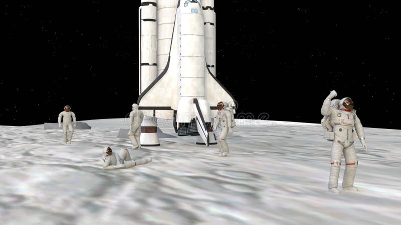 Spacecraft on the Surface of the Moon with Astronaut Stock Video ...