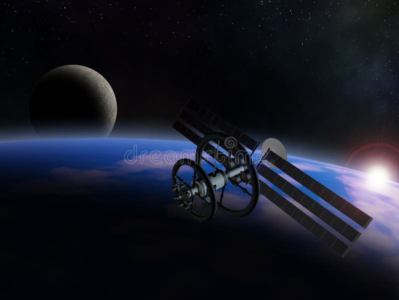 Spacecraft To Vibrant Outer Space with Stars, Nebula and Planets Stock ...