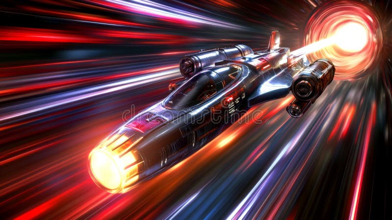 A Spacecraft Travels through a Light Tunnel in Space, Linking Two ...