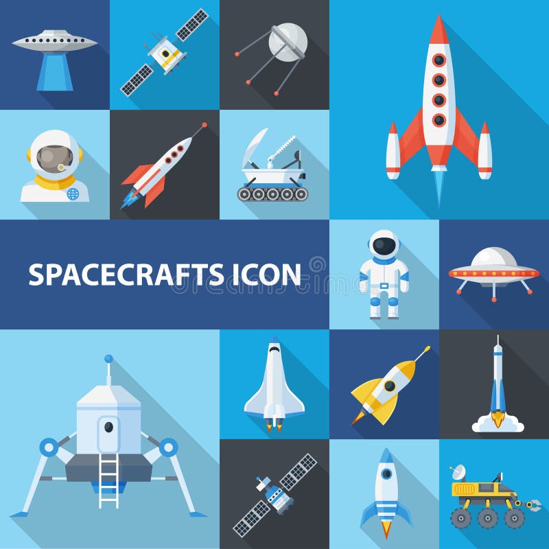 Spacecrafts icon set stock vector. Illustration of mars - 106922170