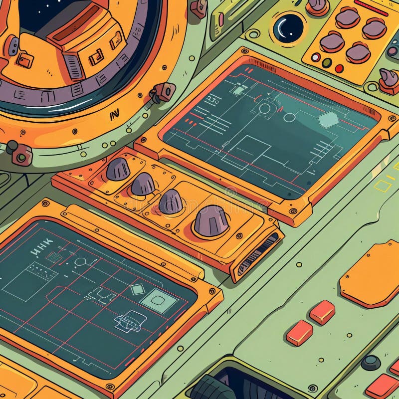 Spacecrafts Maintenance Panel Features Vibrant Mix Colors Various ...