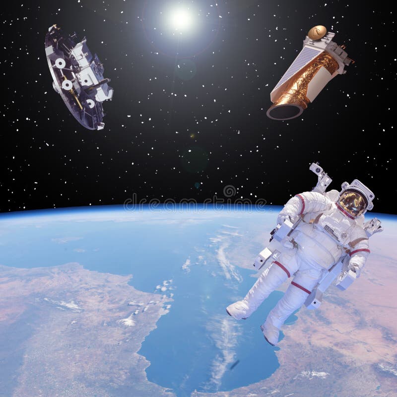 Spacecrafts in Outer Space. Astronaut in Space Stock Image - Image of ...