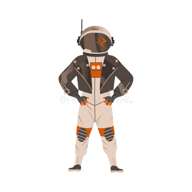 Spaceman or Astronaut Man Character in Space Suit on the Moon Wearing ...