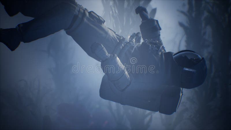 Spaceman Astronaut in the Sea Stock Photo - Image of action, 3drender ...