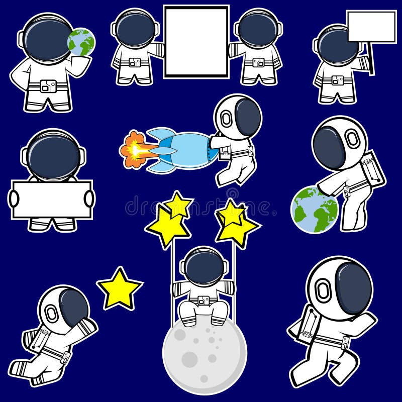 Spaceman Character Cartoon Sticker Poster Background Stock Vector ...