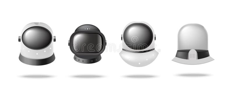 Spaceman or Cosmonaut Helmets Set Realistic Vector Illustration ...