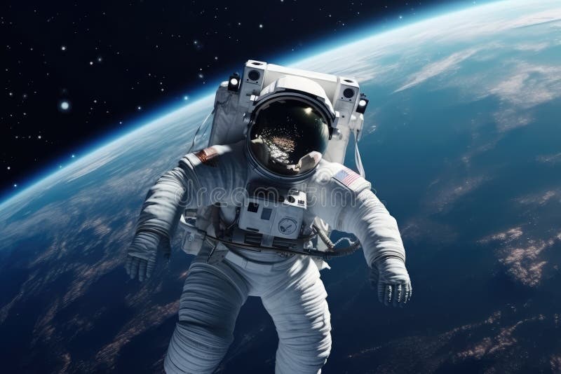 Spaceman 3d Illustration Space Station in Outer Space, AI Stock ...