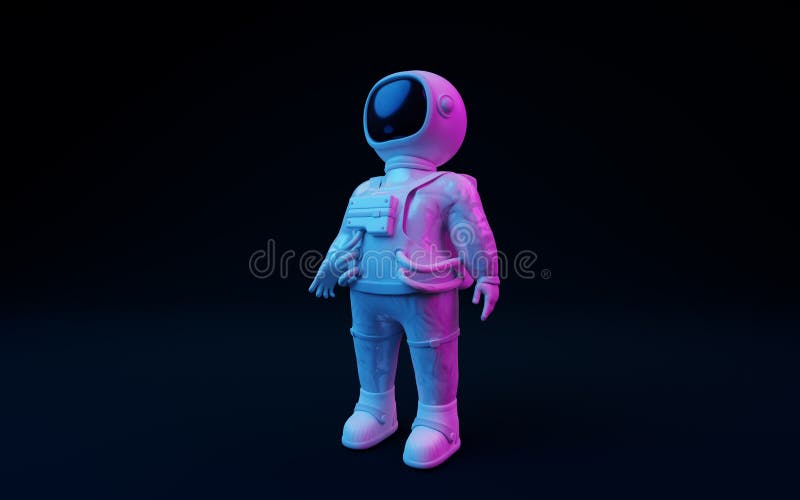 Spaceman with Fantastic Lights, 3d Rendering Stock Illustration ...