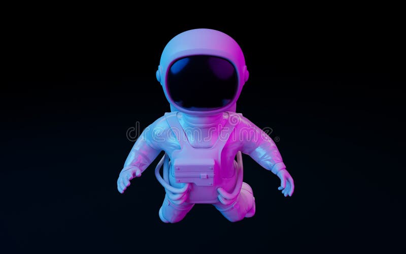 Spaceman with Fantastic Lights, 3d Rendering Stock Illustration ...