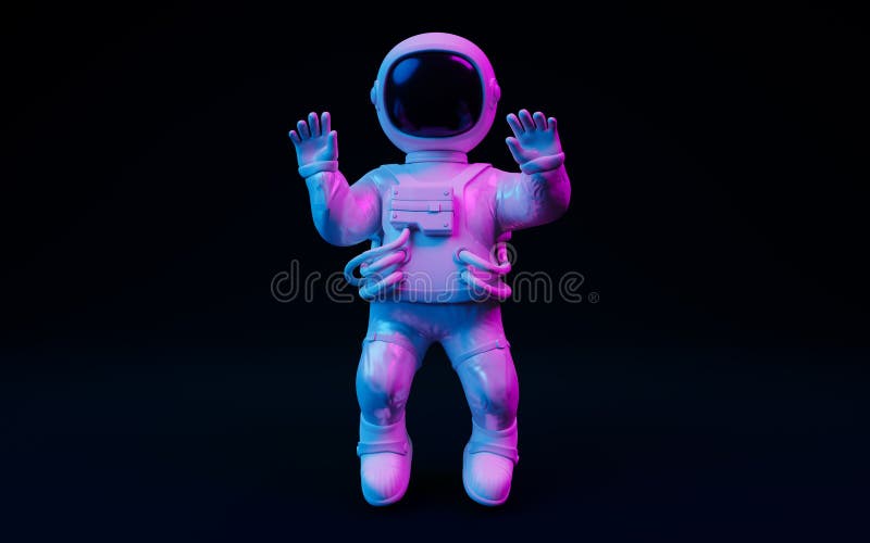 Spaceman with Fantastic Lights, 3d Rendering Stock Illustration ...