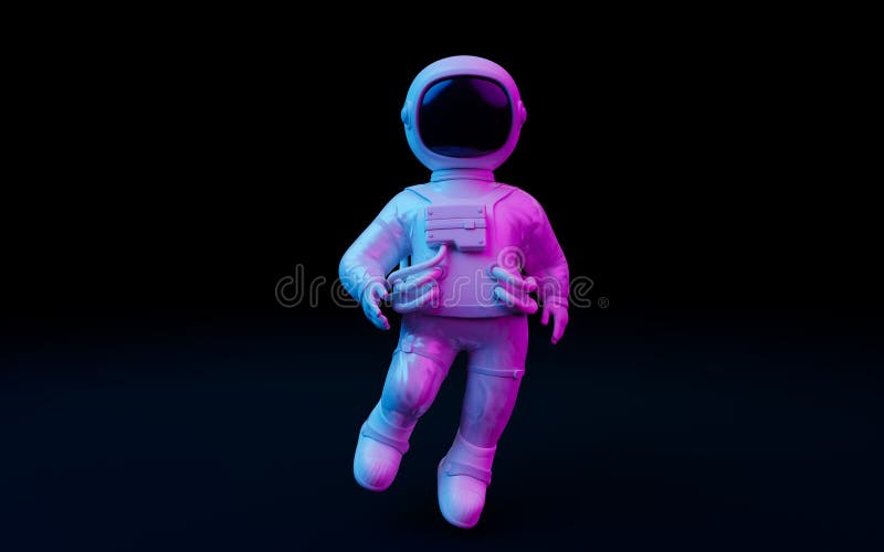 Spaceman with Fantastic Lights, 3d Rendering Stock Illustration ...