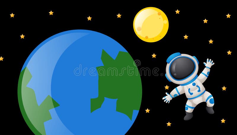 Spaceman Floating Around The Earth Stock Vector - Illustration of ...