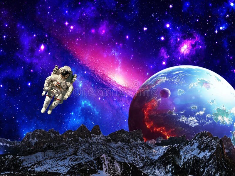 Spaceman and Galaxy stock illustration. Illustration of galactic ...