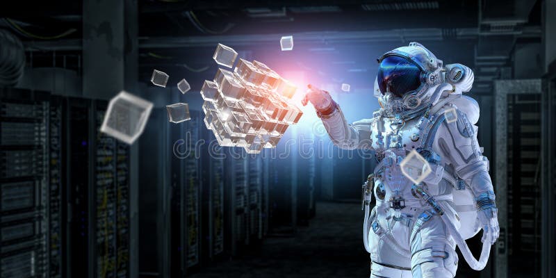 Spaceman and His Mission. Mixed Media Stock Image - Image of explore ...