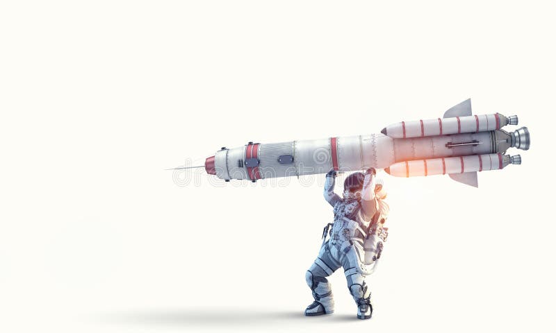 Spaceman and His Mission. Mixed Media Stock Image - Image of scene ...