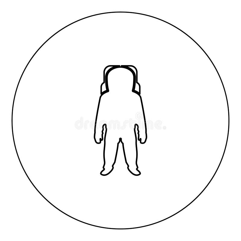 Spaceman Icon Black Color in Circle Vector Illustration Isolated Stock ...