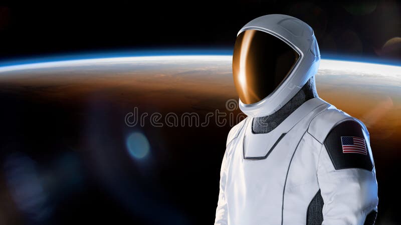 Spaceman Outer Space Earth Planet Background Exploration Theme Stock ...