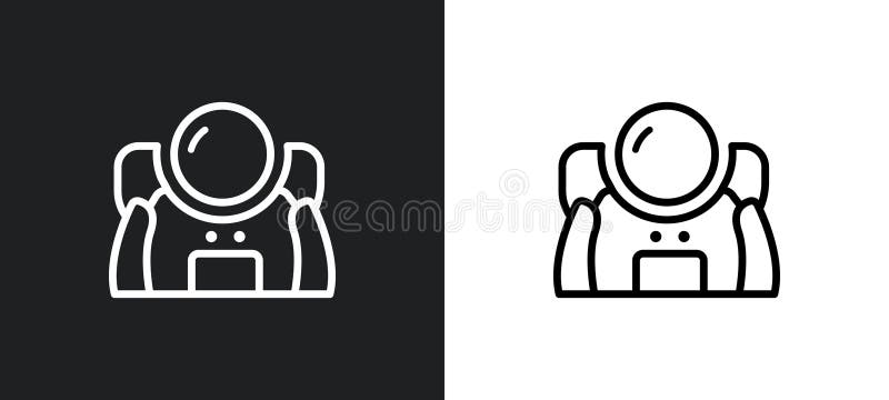 Spaceman Outline Icon in White and Black Colors. Spaceman Flat Vector ...