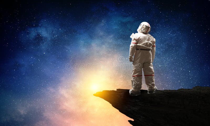 Spaceman and the Planet Earth Abstract Theme Stock Image - Image of ...