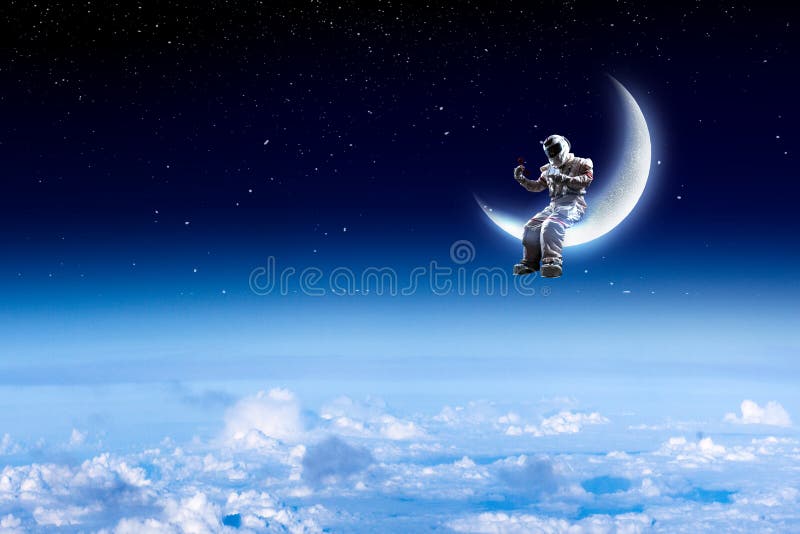 Spaceman and the Planet Earth Abstract Theme Stock Image - Image of ...