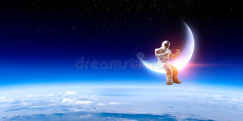 Spaceman and the Planet Earth Abstract Theme Stock Photo - Image of ...