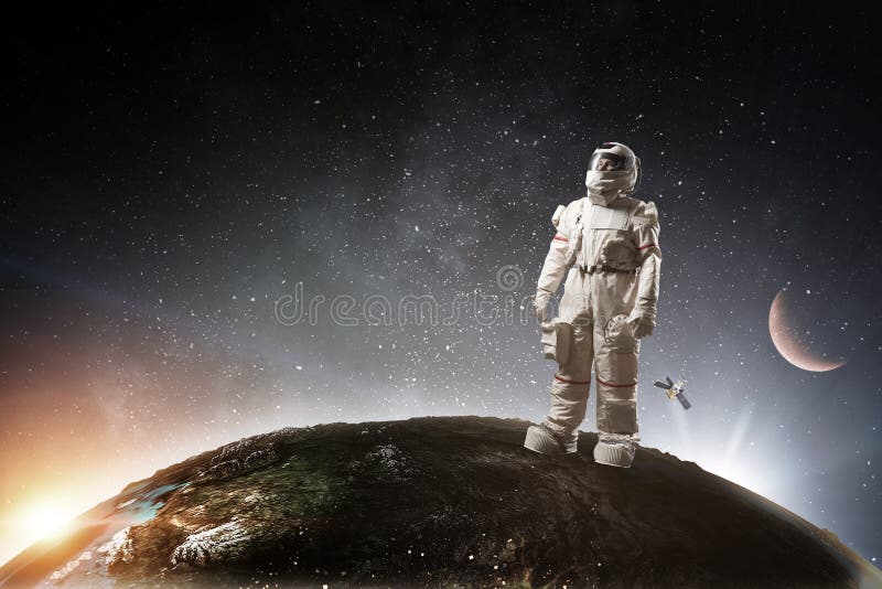 Spaceman and the Planet Earth Abstract Theme Stock Photo - Image of ...