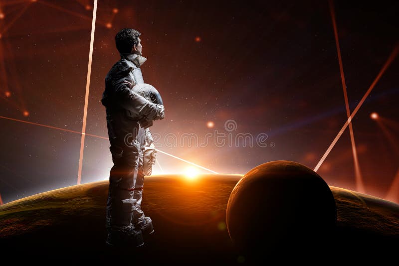 Spaceman and the Planet Earth Abstract Theme Stock Photo - Image of ...
