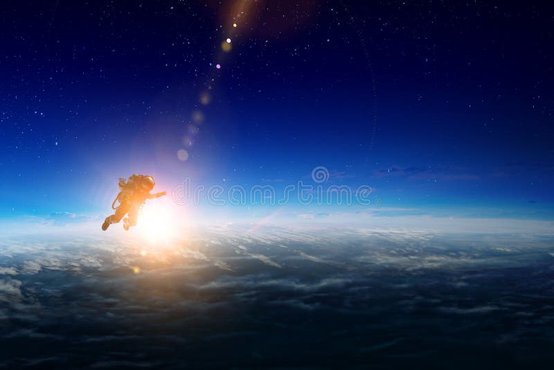 Spaceman and Planet, Human in Space Concept Stock Photo - Image of ...