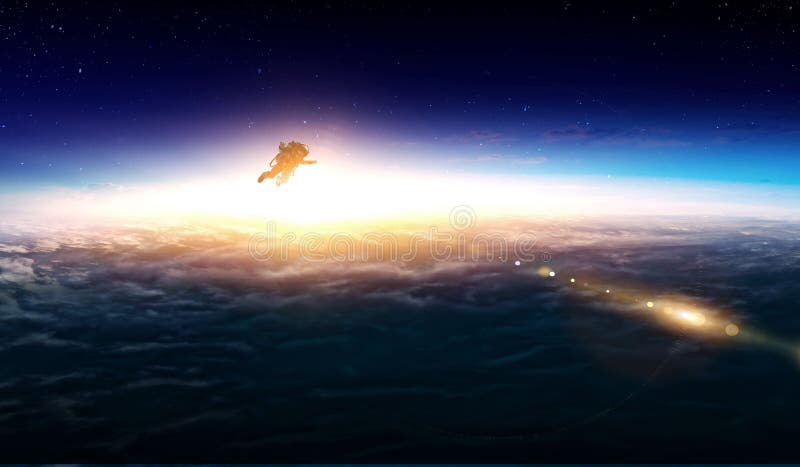 Spaceman and Planet, Human in Space Concept Stock Photo - Image of ...