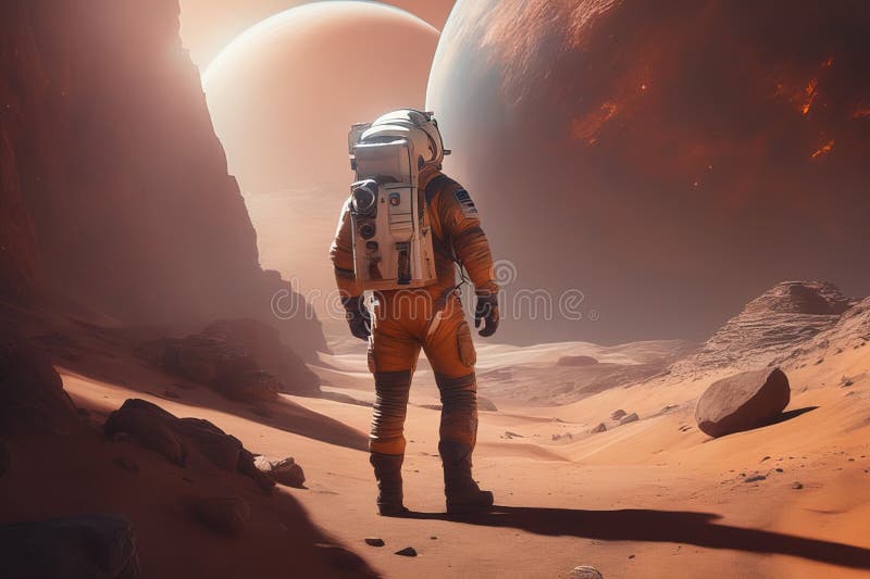 Spaceman on the Planet Surface, 3 D Illustration. Astronaut in the ...