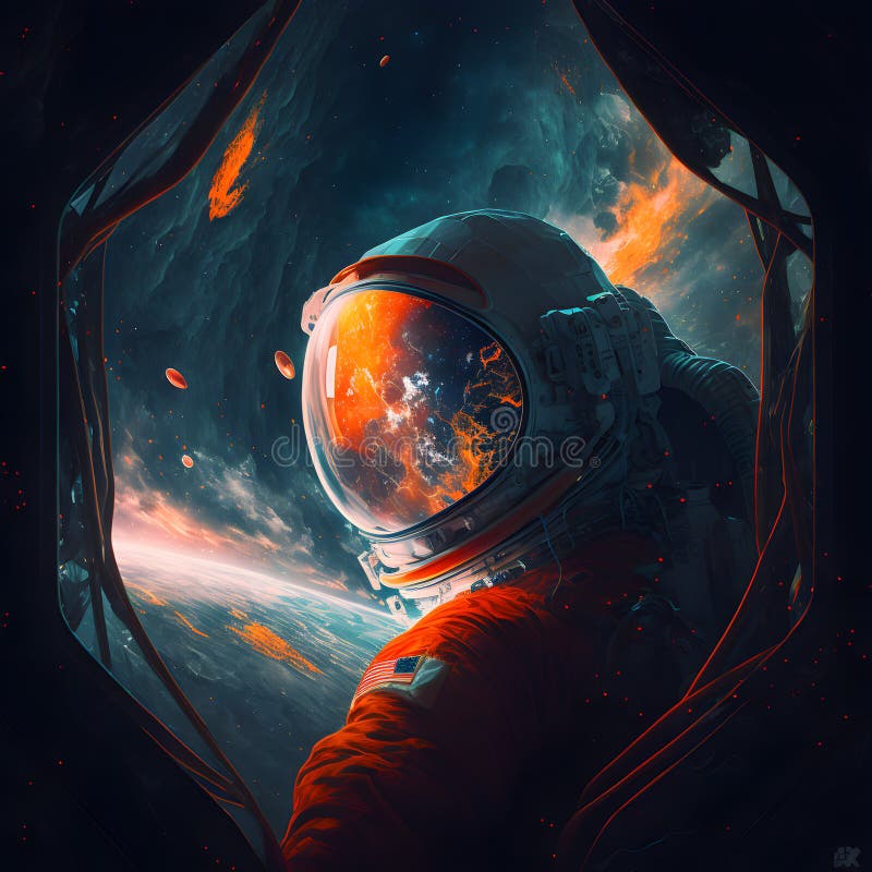 Spaceman Planet View stock illustration. Illustration of technology ...