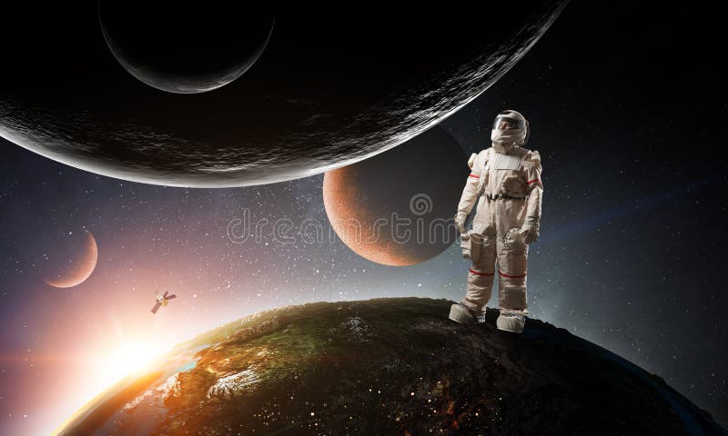 Spaceman and the Planets Abstract Theme Stock Photo - Image of ...