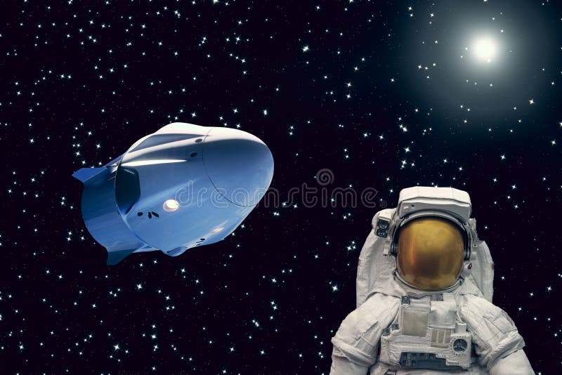 A Spaceman is Posing during Open Space Walking. the Elements of this ...