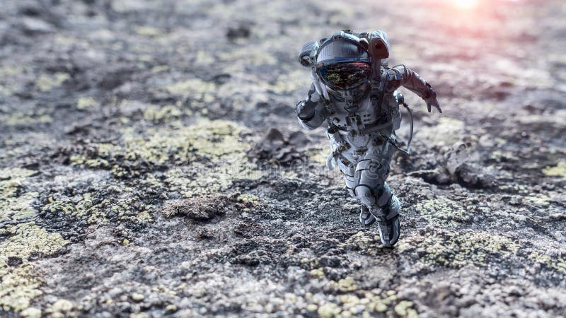 Spaceman Running Fast. Mixed Media Stock Photo - Image of journey ...