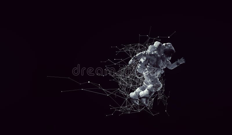 Spaceman Running Fast. Mixed Media Stock Image - Image of desert, media ...