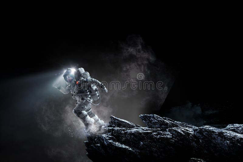 Spaceman Running Fast. Mixed Media Stock Photo - Image of woman ...