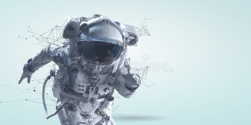 Spaceman Running Fast. Mixed Media Stock Photo - Image of connection ...