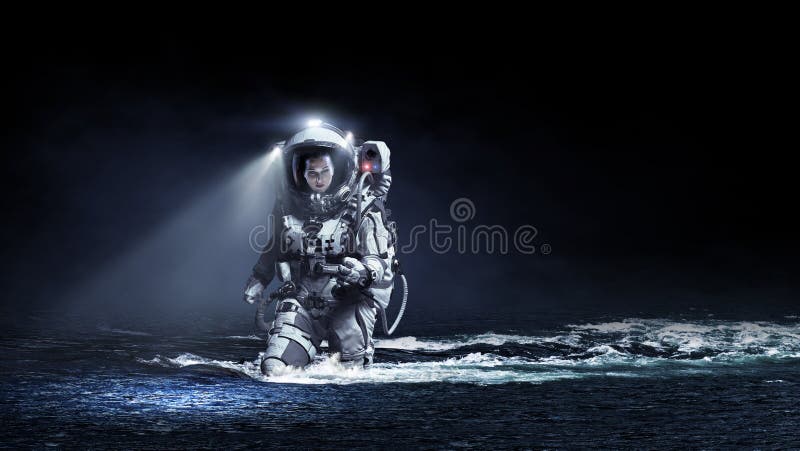 Spaceman Running Fast. Mixed Media Stock Photo - Image of pilot, media ...