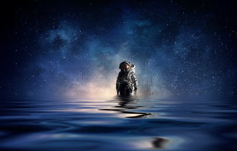 Spaceman in the Sea. Mixed Media Stock Photo - Image of dream ...