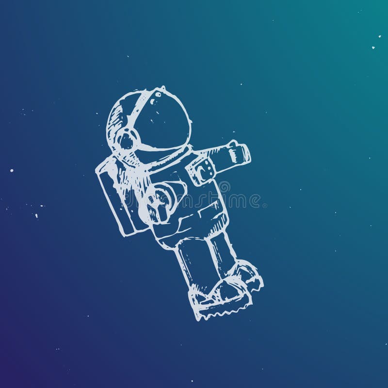 Spaceman in a Space in Sketch Style. Stock Illustration - Illustration ...
