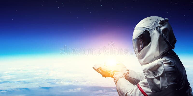 Spaceman in Space, a Spacewalk Stock Photo - Image of galactic, world ...